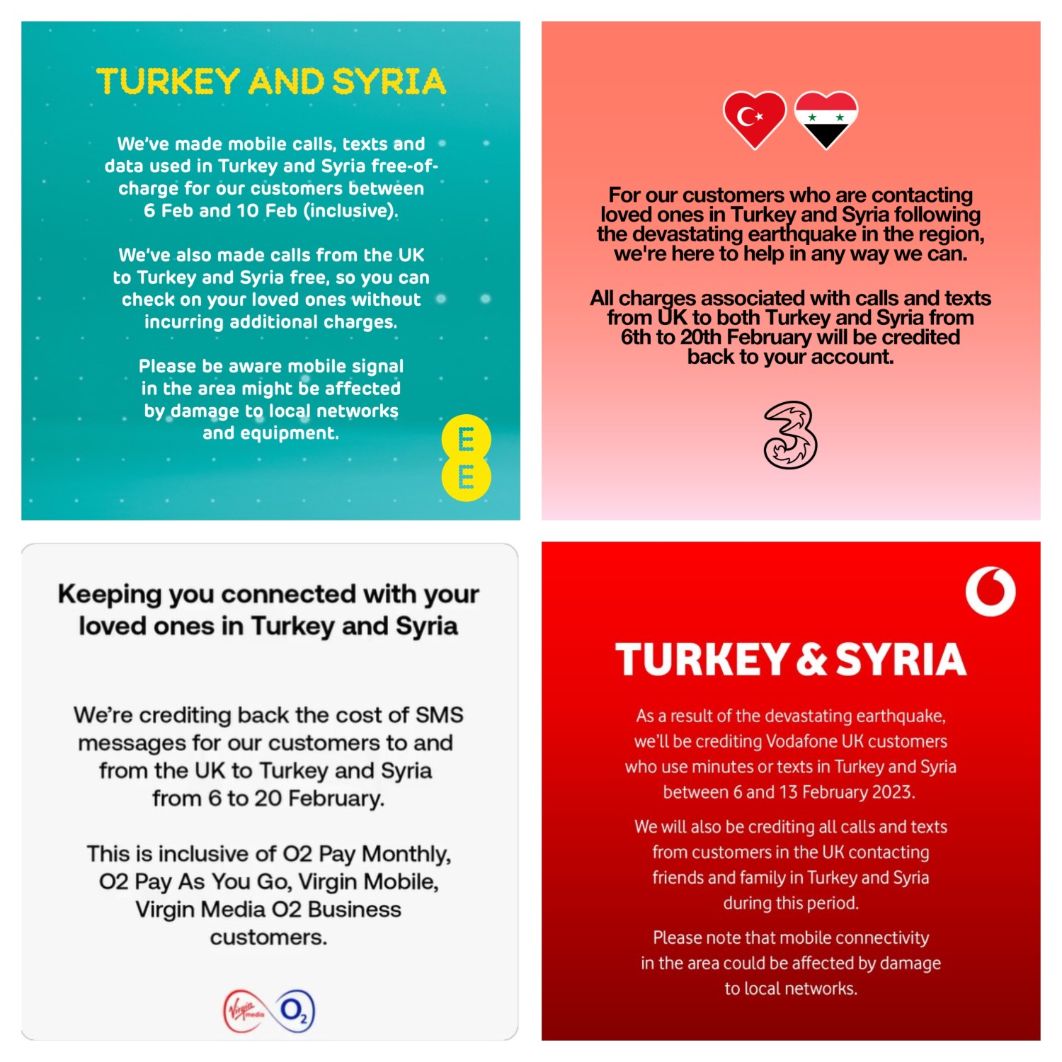 UK Mobile Operators Extend Support for Turkey-Syria Relief Efforts